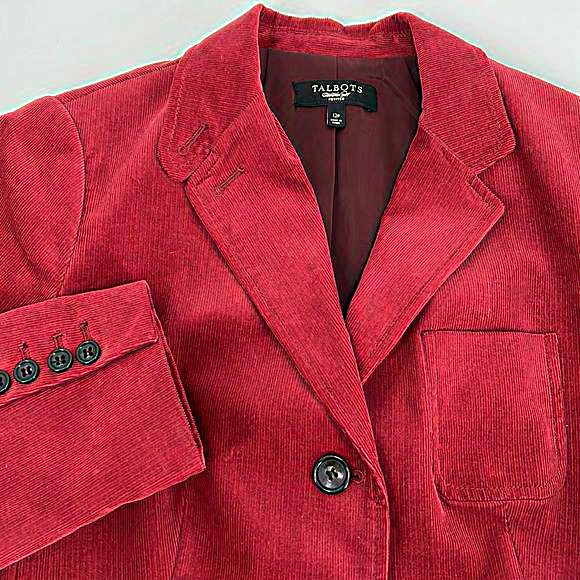 Talbots | Jackets & Coats | Talbots Corduroy Blazer Fine Wale Maroon 2p ...